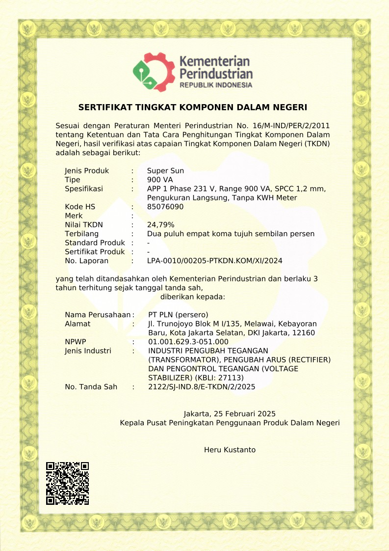 e-Catalog PLN Pusharlis | TKDN Produk